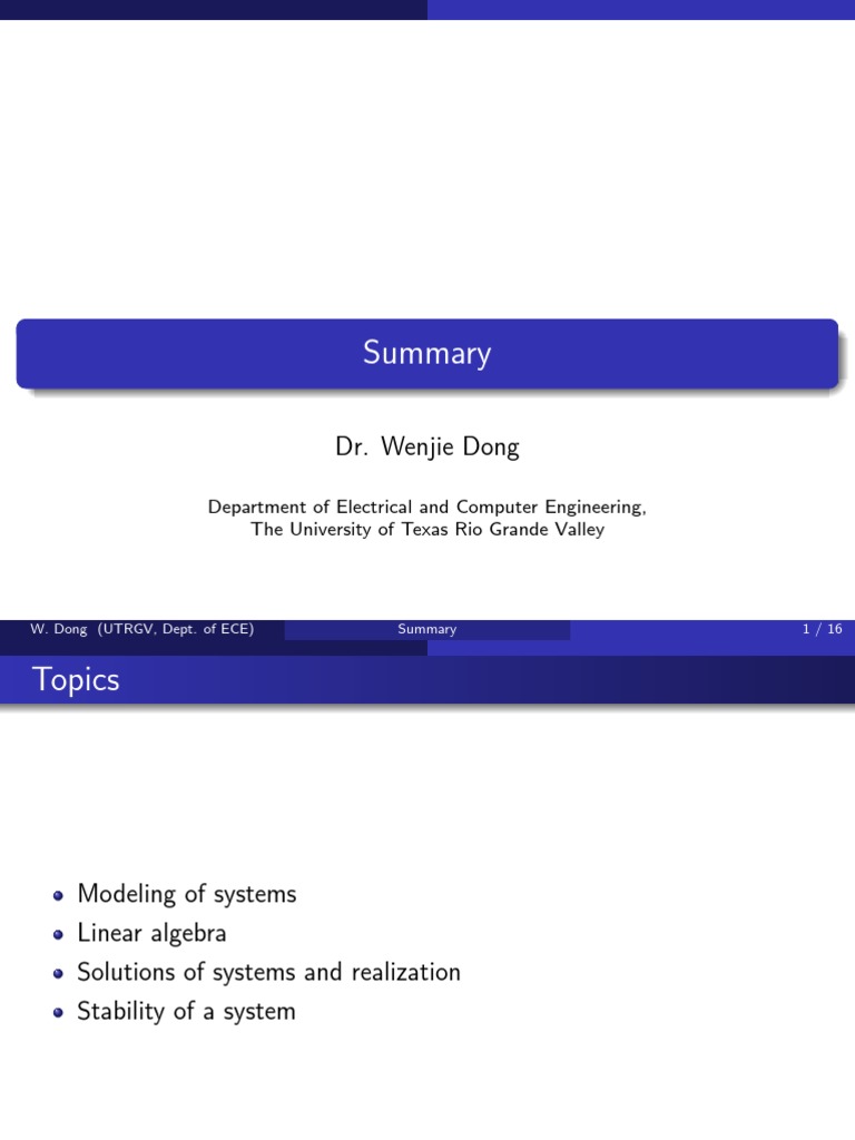 Dr. Wenjie Dong: Department of Electrical and Computer Engineering, The ...