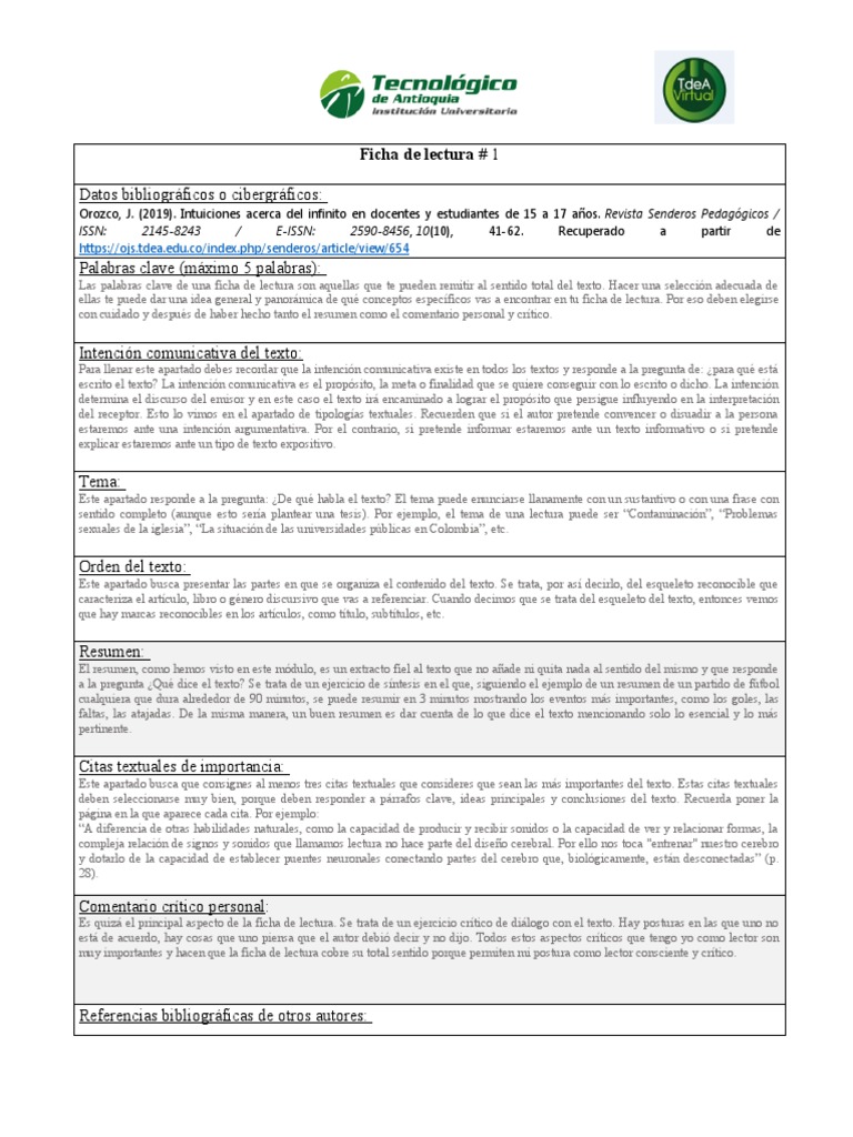 Ficha de Lectura - LenguaMaterna - TdeA | PDF | Bibliografía | Estilo apa