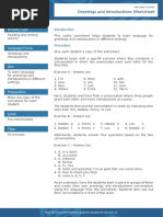 Greetings and Introductions Interactive Worksheet | PDF