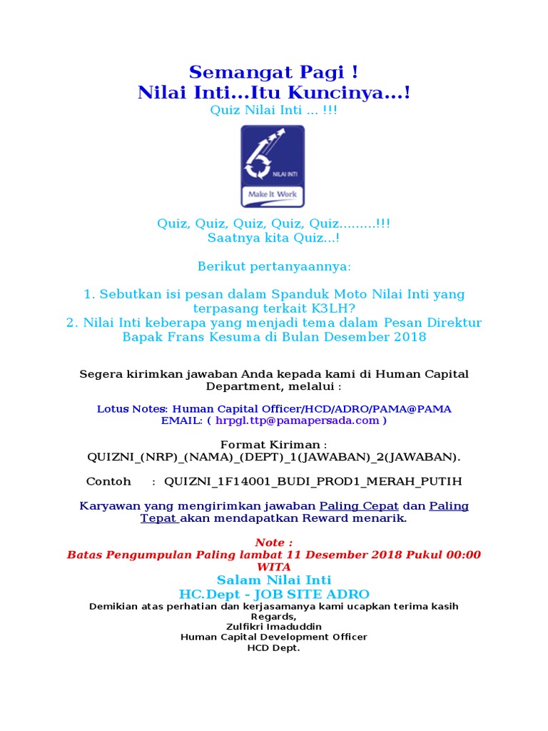 Quiz Nilai Inti | PDF