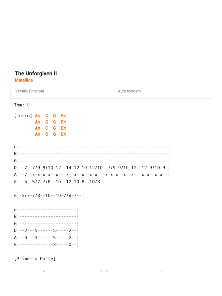 The Unforgiven II - Metallica - Cifra Club PDF | PDF | Song Recordings ...