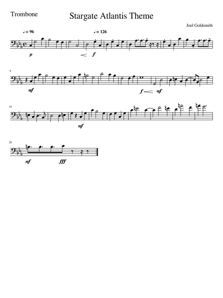 Stargate Atlantis Theme: Trombone | PDF