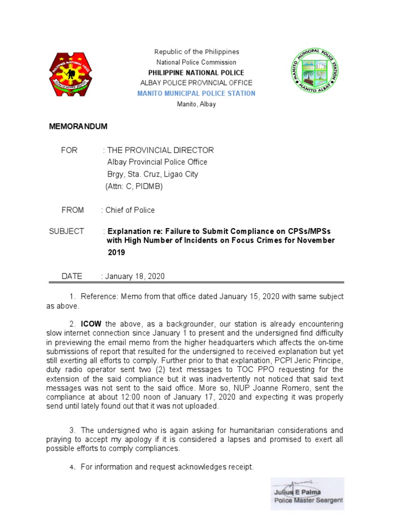 Memorandum: Republic of The Philippines National Police Commission ...