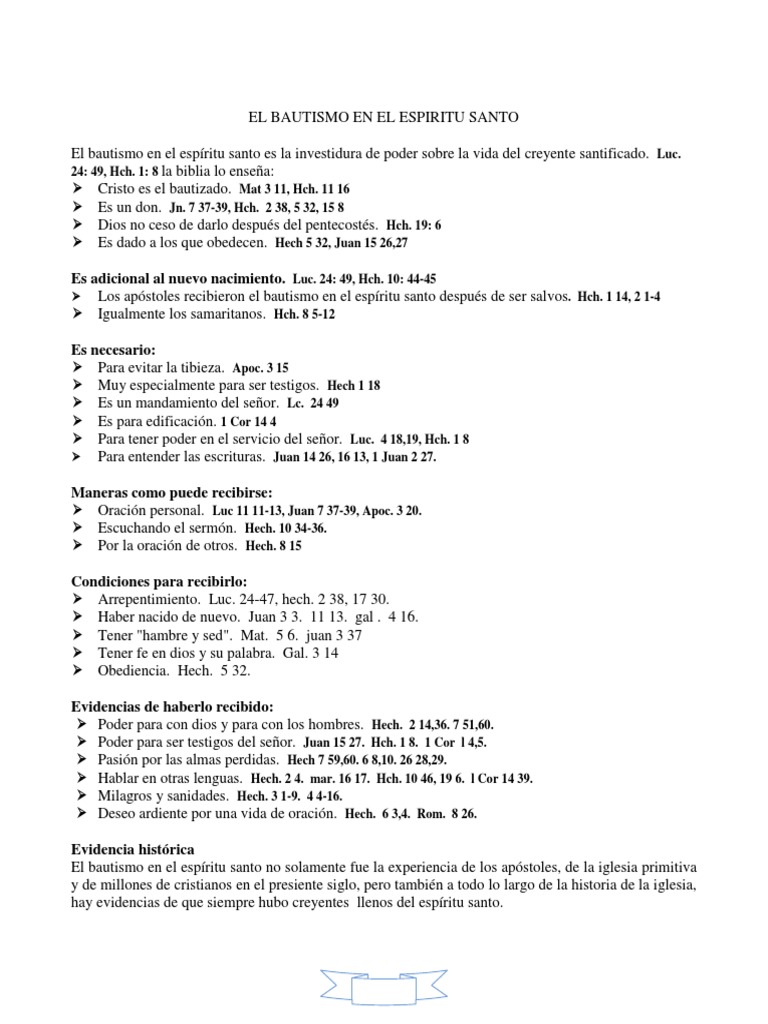 El Bautismo en El Espíritu Santo - Luis M. Ortíz | PDF | Bautismo Con El Espiritu Santo | Bautismo