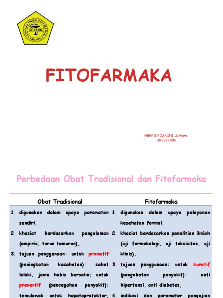 Perbedaan Obat Tradisional dan Fitofarmaka | PDF