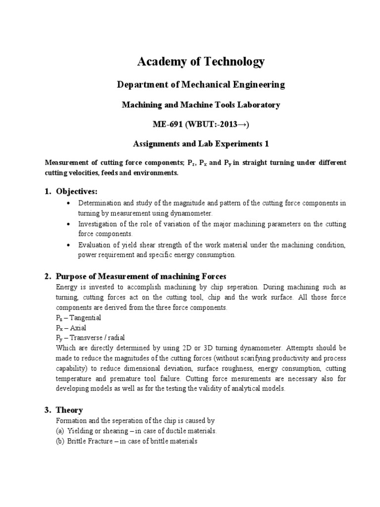 Measurement of Cutting Forces | PDF | Fracture | Force