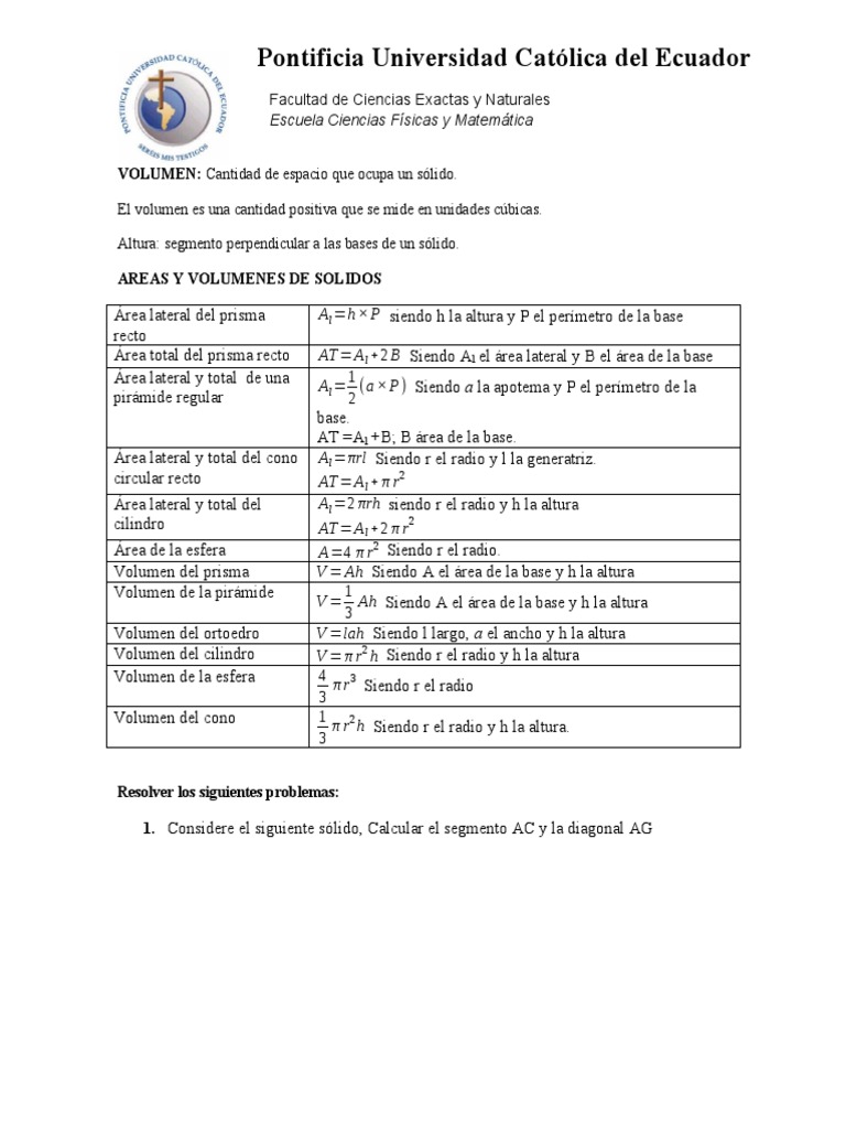 Volumen de Solidos. | PDF | Volumen | Pi