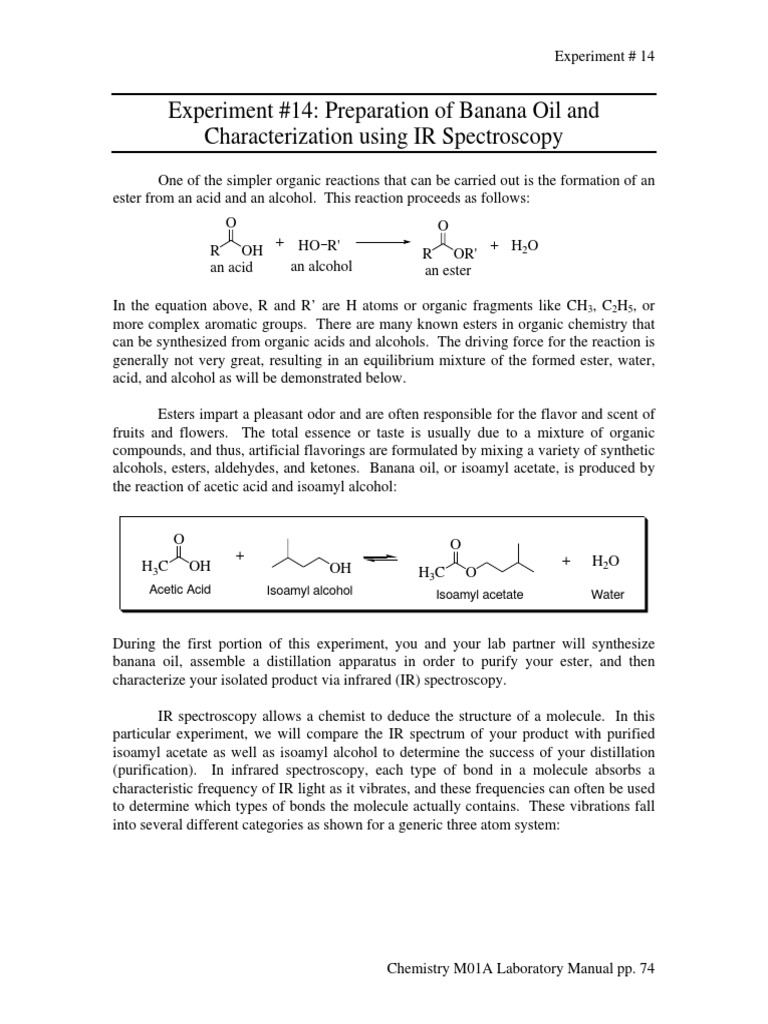 Experiment #14: Preparation of Banana Oil and Characterization Using IR ...