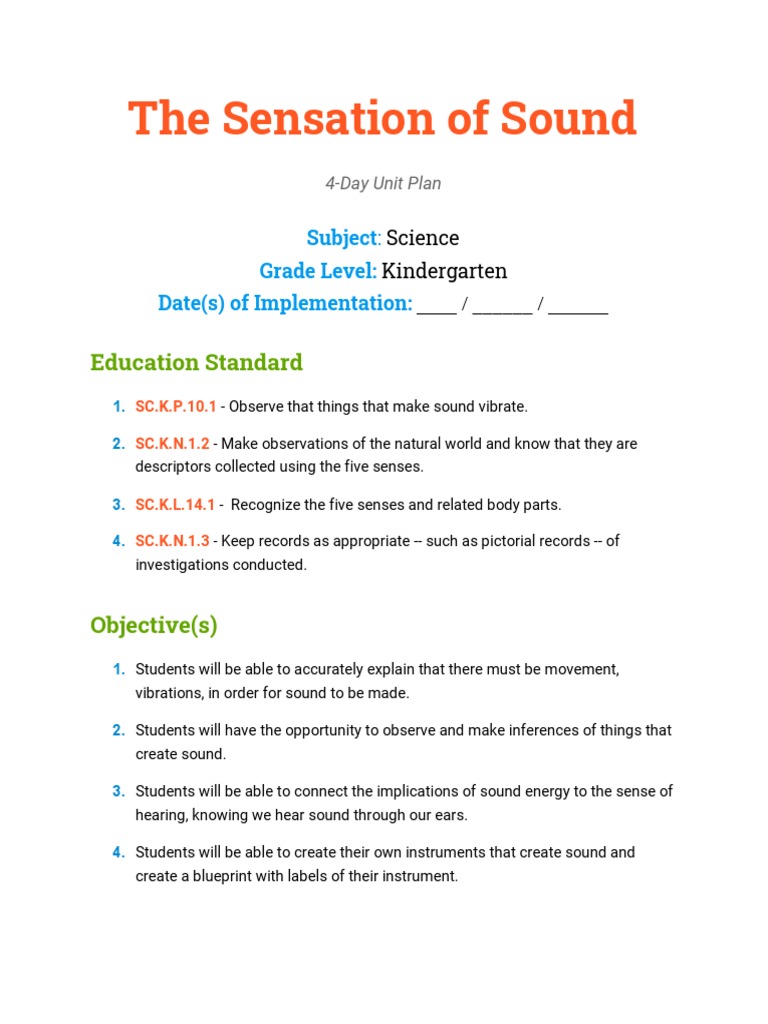 Sound Unit Plan | Download Free PDF | Sound | Senses