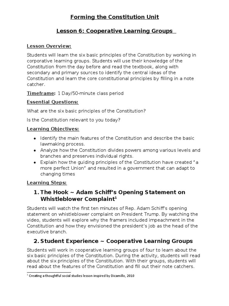 Lesson 6 - Cooperative Learning Groups | PDF | Constitution | Teachers
