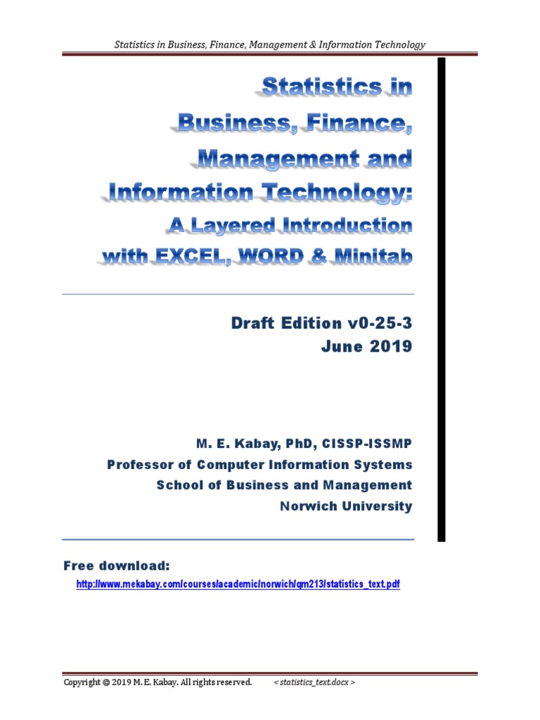 Draft Edition v0-25-3 June 2019: Statistics in Business, Finance ...