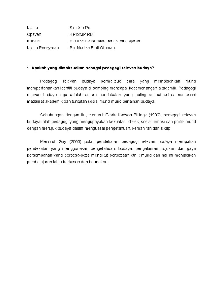 Tutorial EDUP3073 5 Apr - Sim Xin Ru | PDF