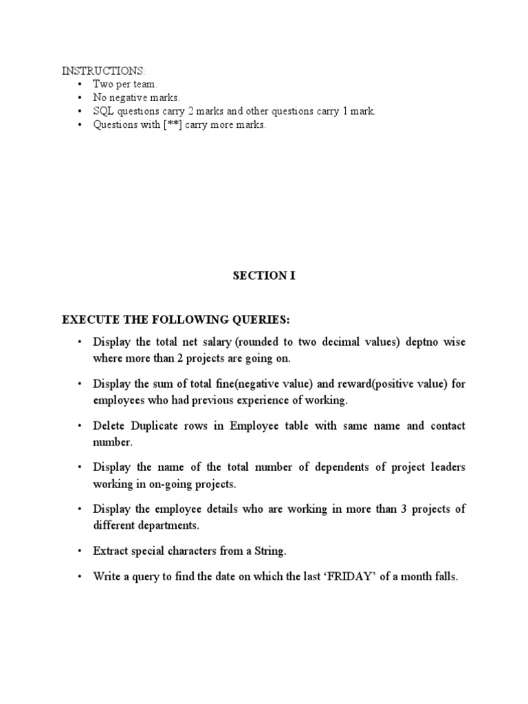 SQL Query Practice and Instructions | PDF
