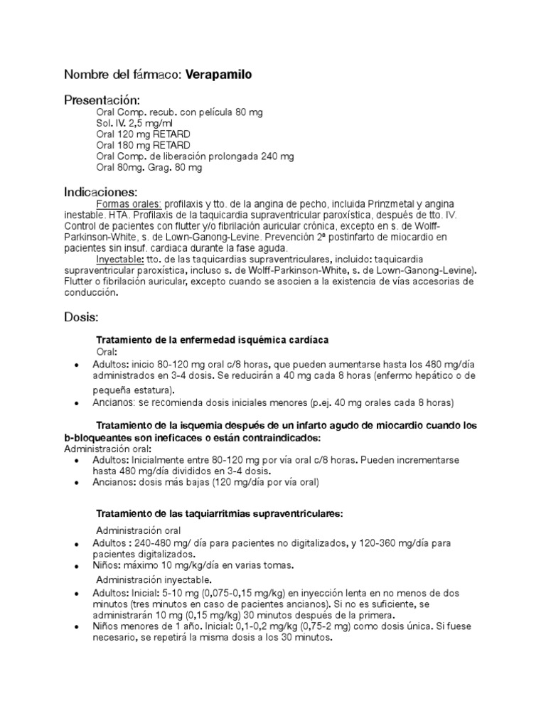 74 Verapamilo | PDF | Rtt | Farmacología