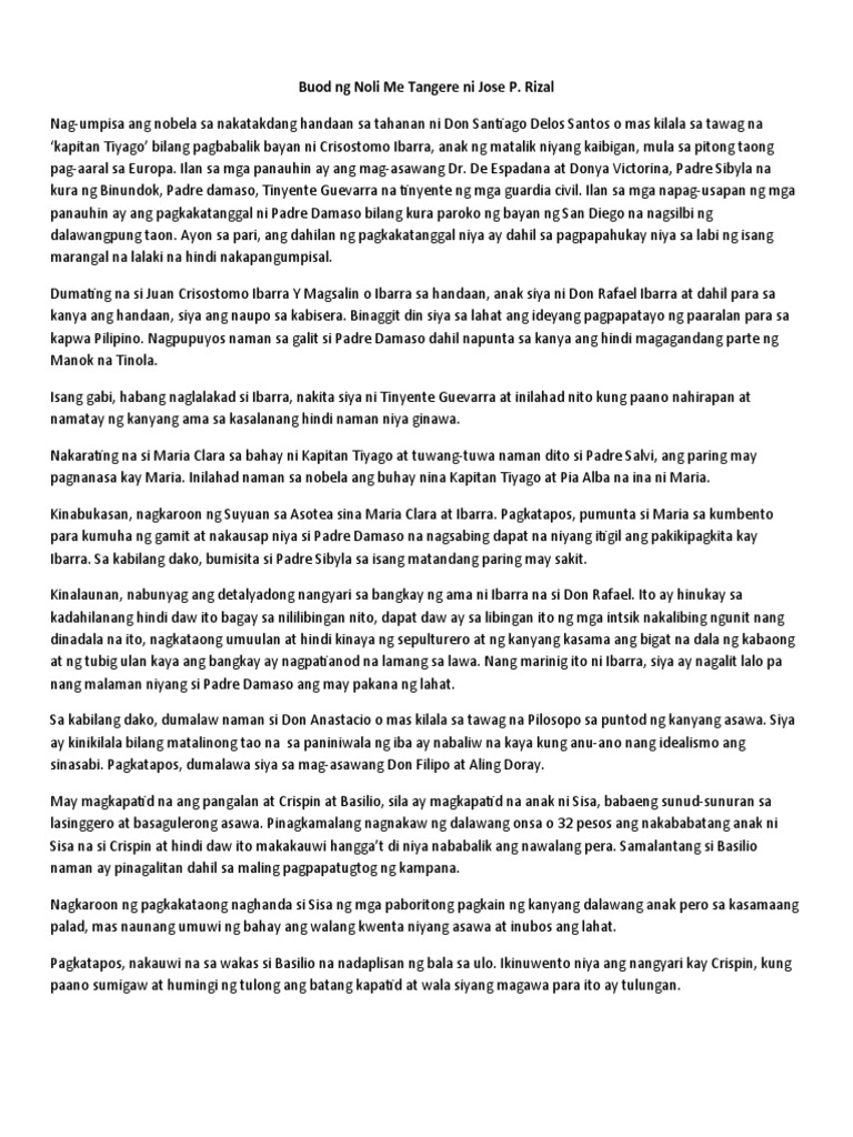 Noli Me Tangere Summary Tagalog | PDF