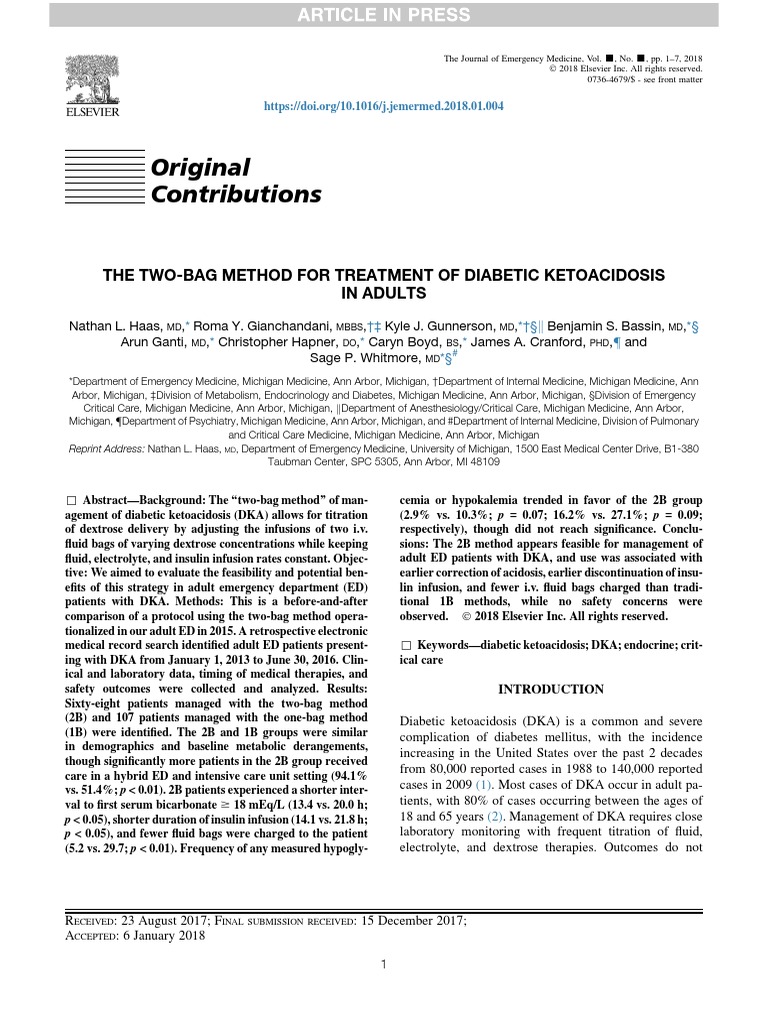 Original Contributions: The Two-Bag Method For Treatment of Diabetic ...