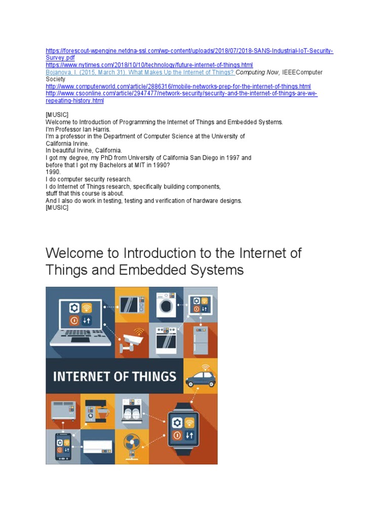 Introduction To The Internet of Things and Embedded Systems | PDF ...