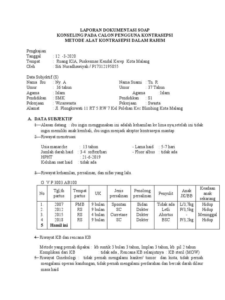 SOAP KB Konseling MOW | PDF