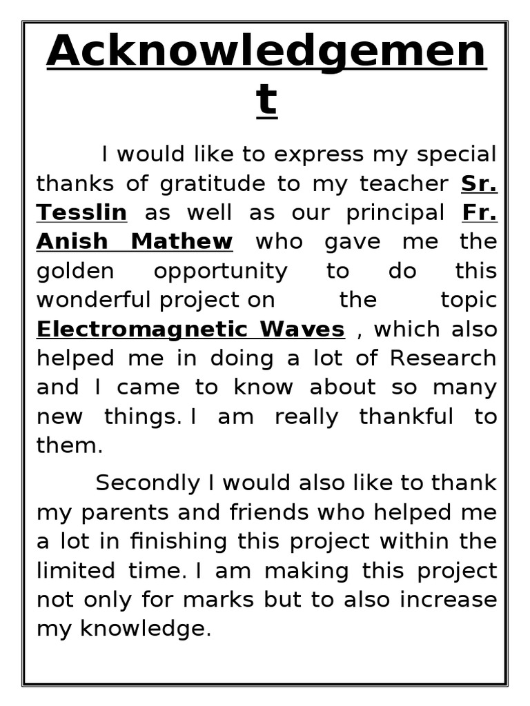 Acknowledgement For Projects | PDF