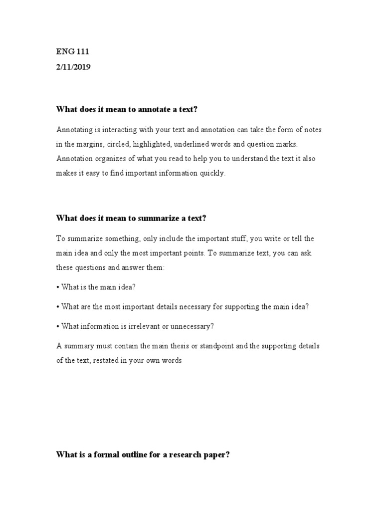 What Does It Mean To Annotate A Text? | PDF