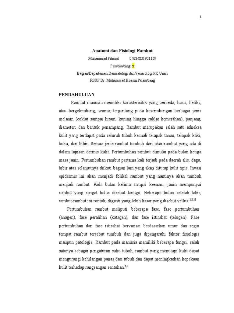 Anatomi Dan Fisiologi Rambut Fix | PDF
