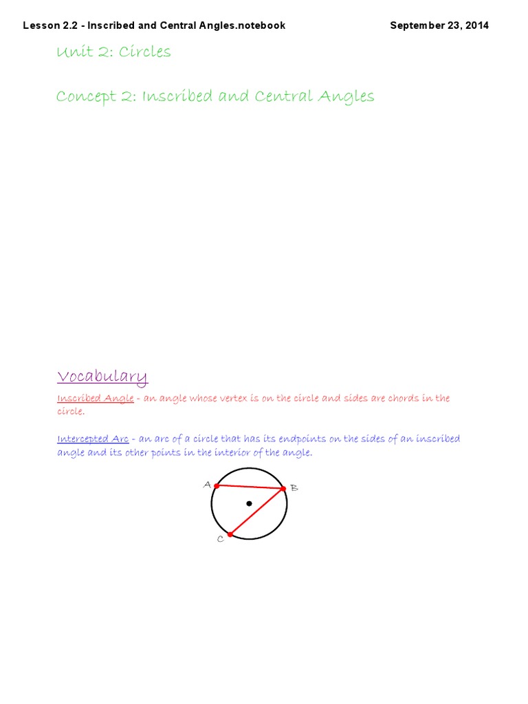 Exploring the Relationships Between Inscribed Angles, Central Angles ...