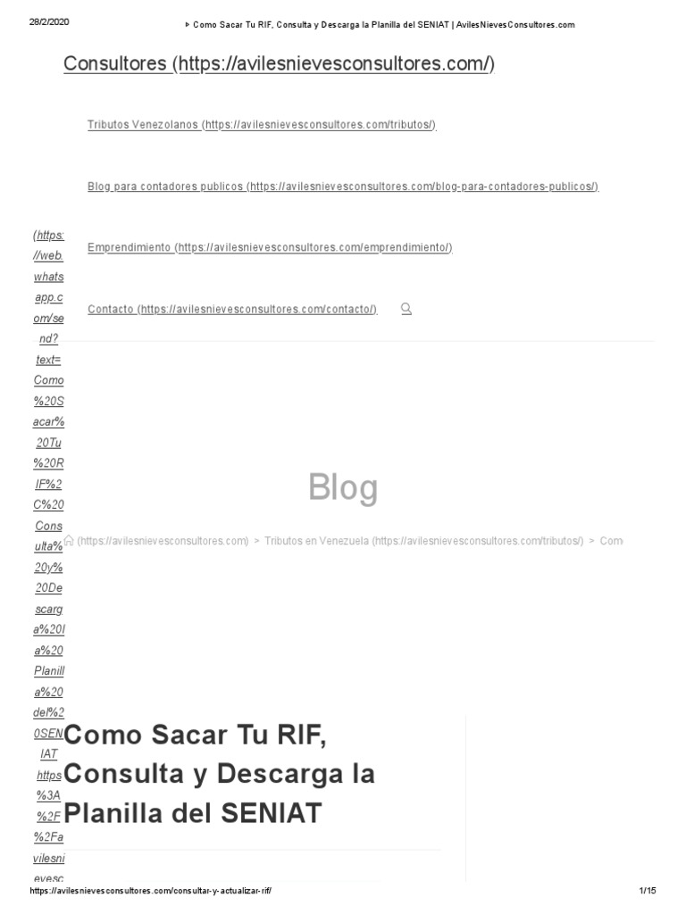 Como Sacar Tu RIF, Consulta y Descarga La Planilla Del SENIAT | PDF ...