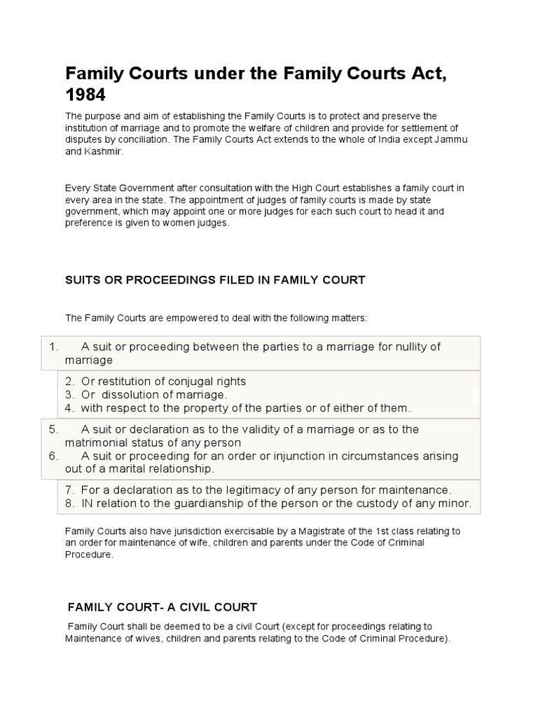 Overview of the Family Courts Act, 1984 | PDF | Judgment (Law) | Marriage