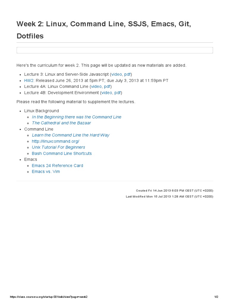 Week 2: Linux & Command Line Basics | PDF