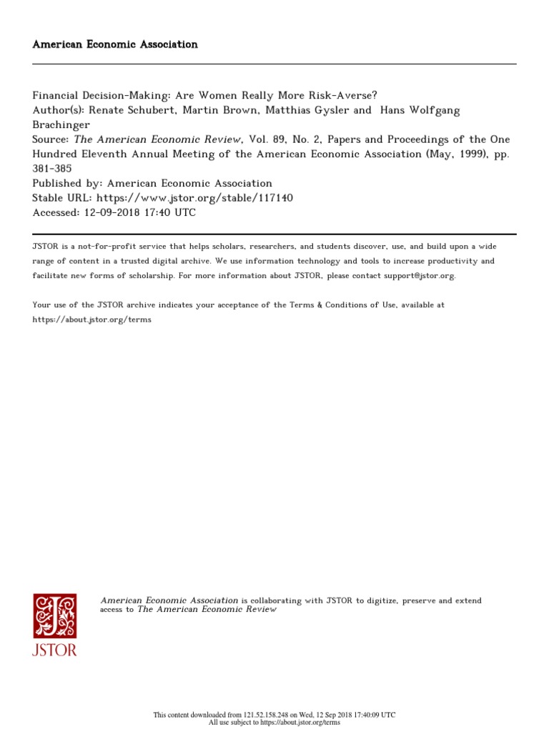 American Economic Association The American Economic Review | PDF | Risk ...