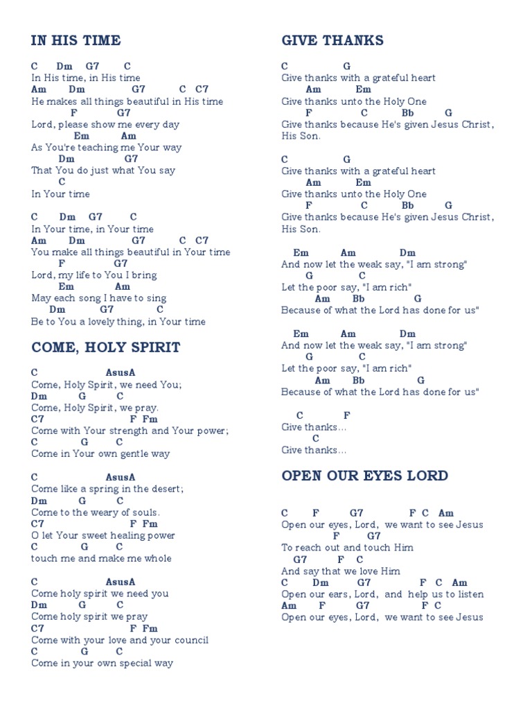 In His Time Give Thanks | PDF | Jesus