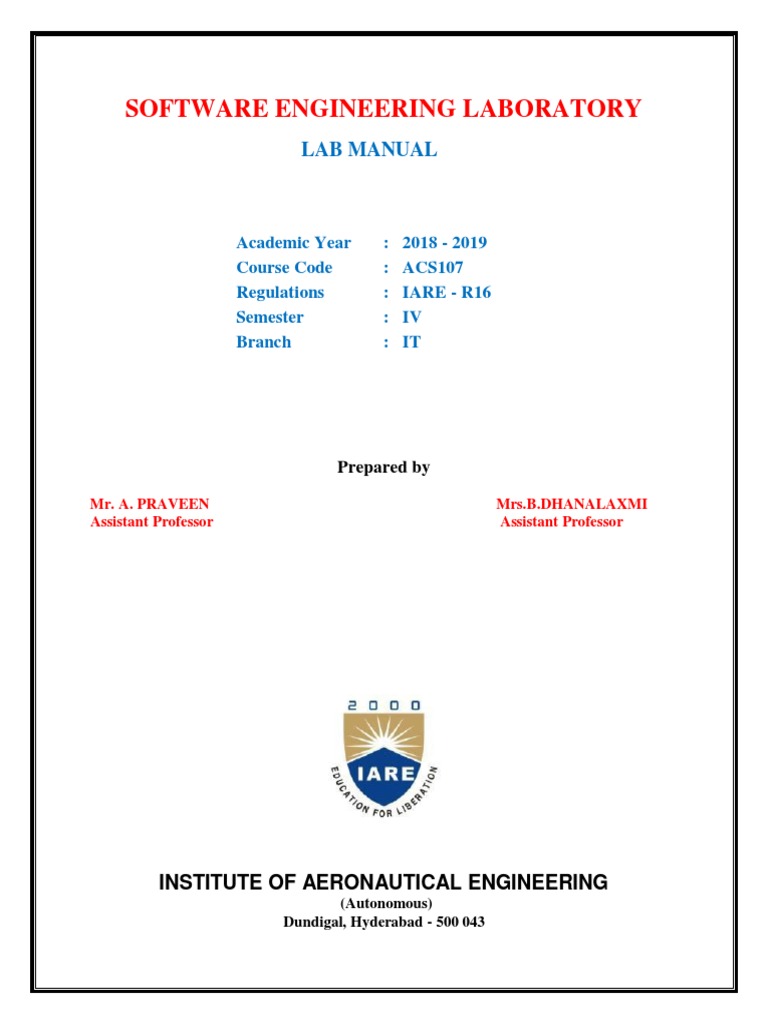 Software Engineering Laboratory: Lab Manual | PDF | Unit Testing ...