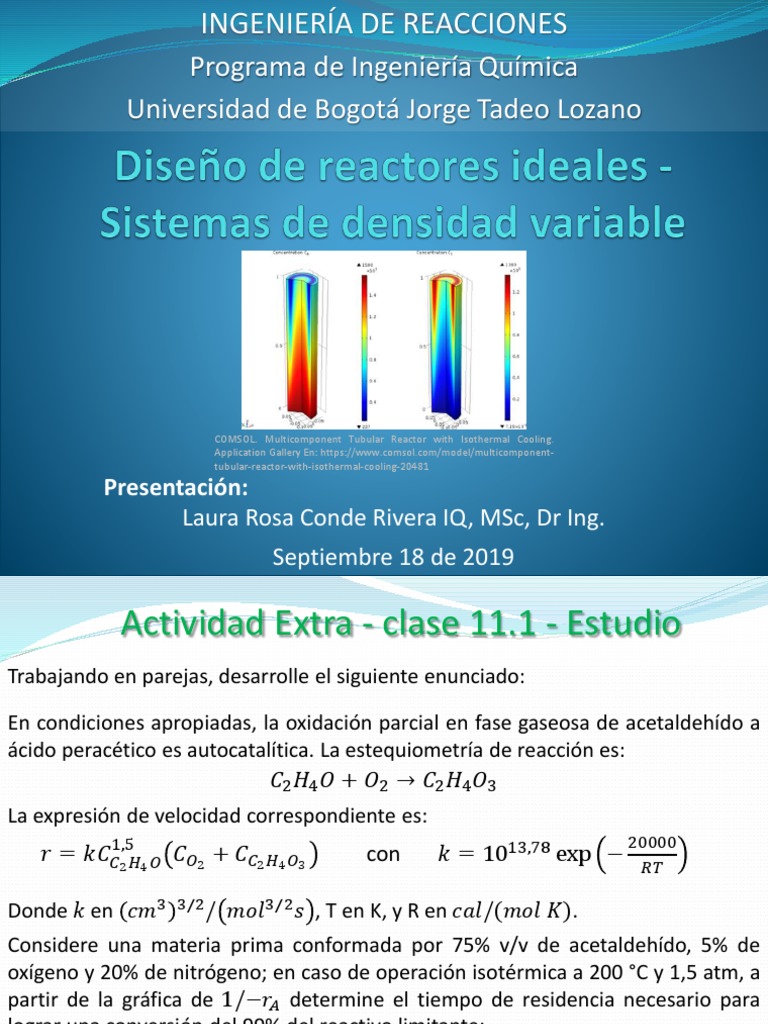 Diseño de Reactores Ideales - Sistemas de Densidad Variable - Parte II - 2019-II PDF | PDF