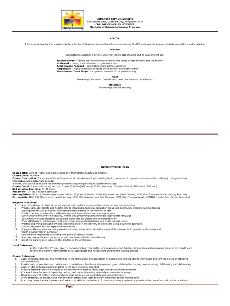 NCM 109 Instructional Plan | PDF | Childbirth | Nursing