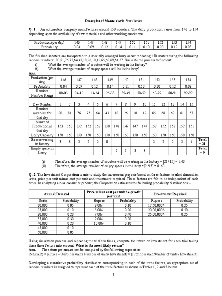 Simulation Examples | PDF | Randomness | Profit (Economics)