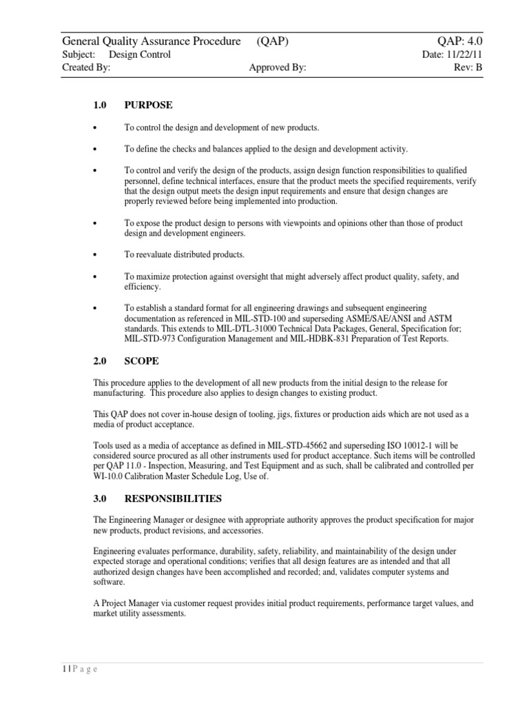 Design Control Quality Assurance | PDF | Pipe (Fluid Conveyance ...