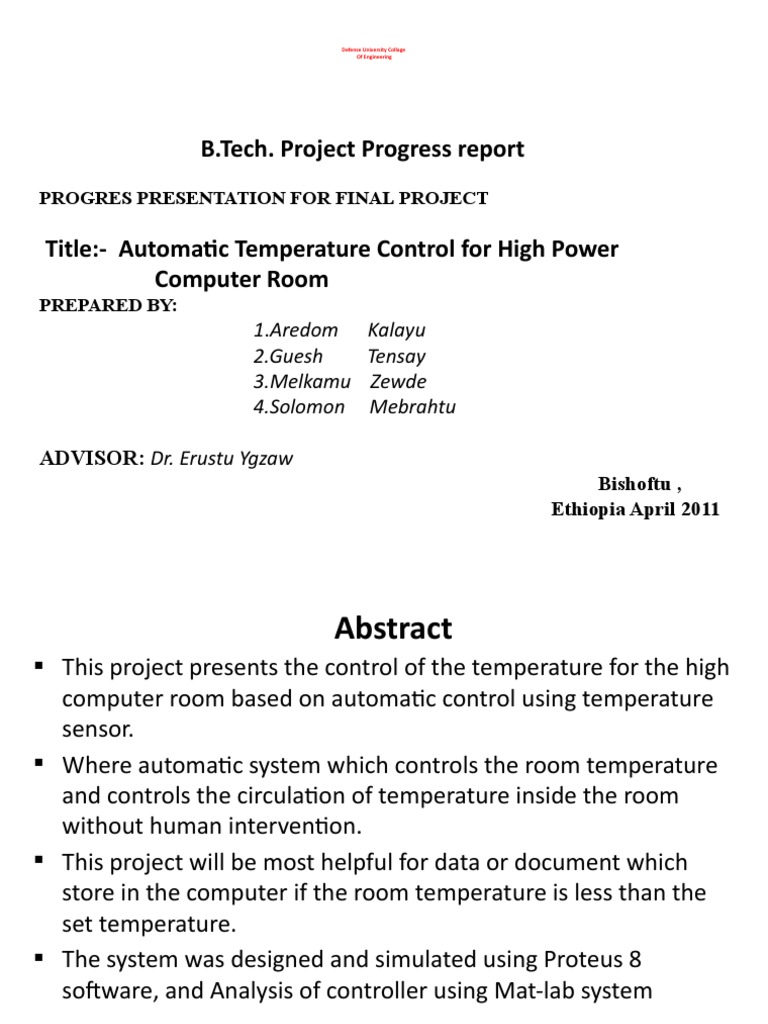 B.Tech. Project Progress Report: Progres Presentation For Final Project ...