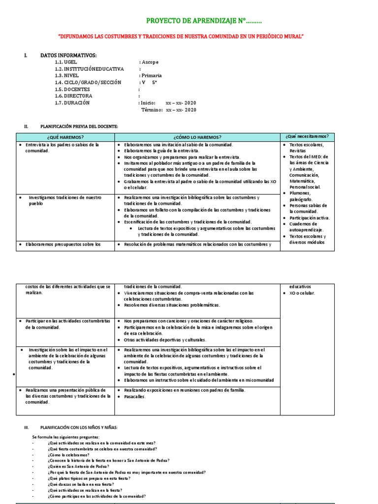 Esquema de Proyecto de Aprendizaje | PDF | Discriminación | Aprendizaje