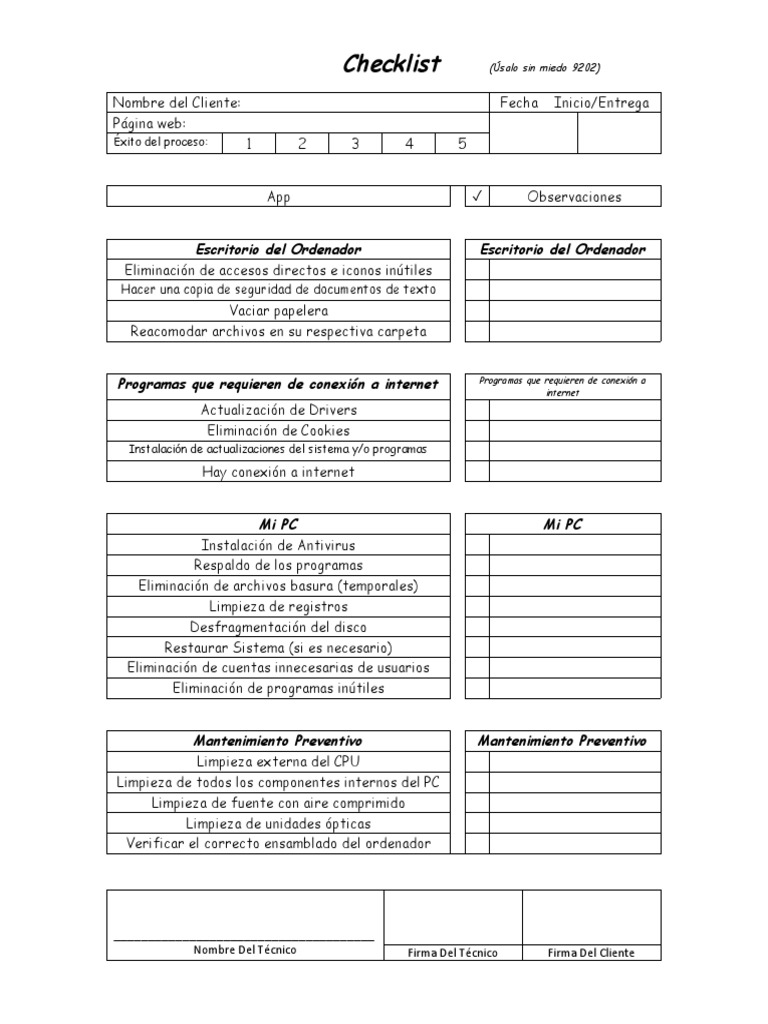 Check List Formato | PDF