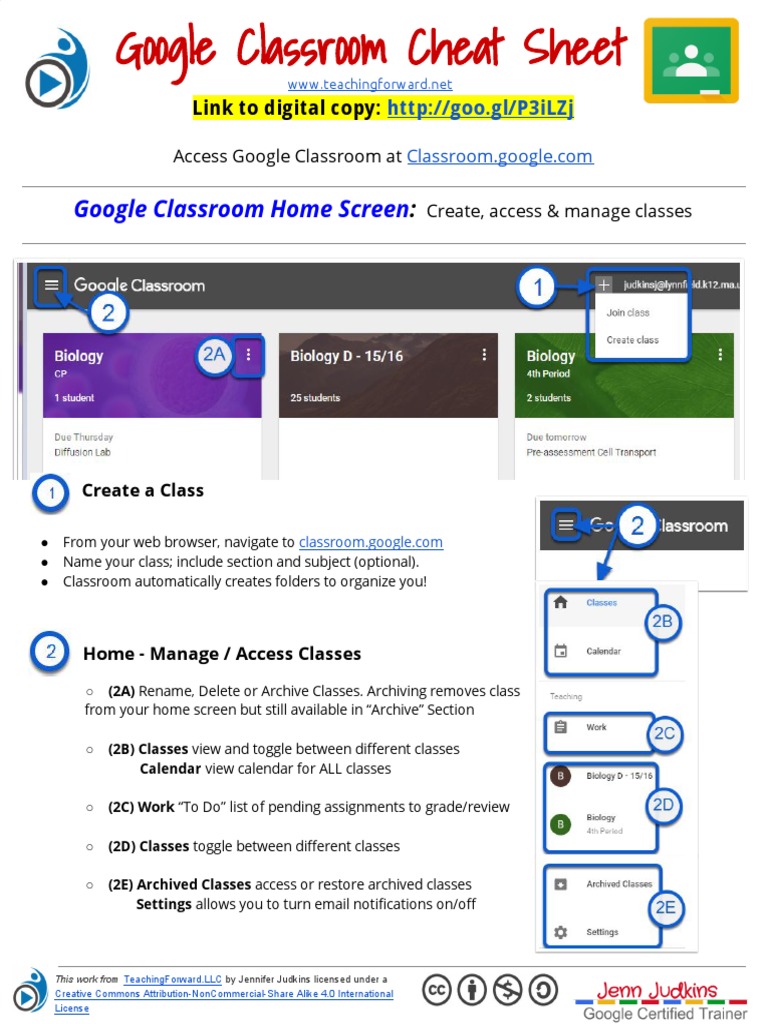 Google Classroom Cheat Sheet PDF | PDF | Communication | Software