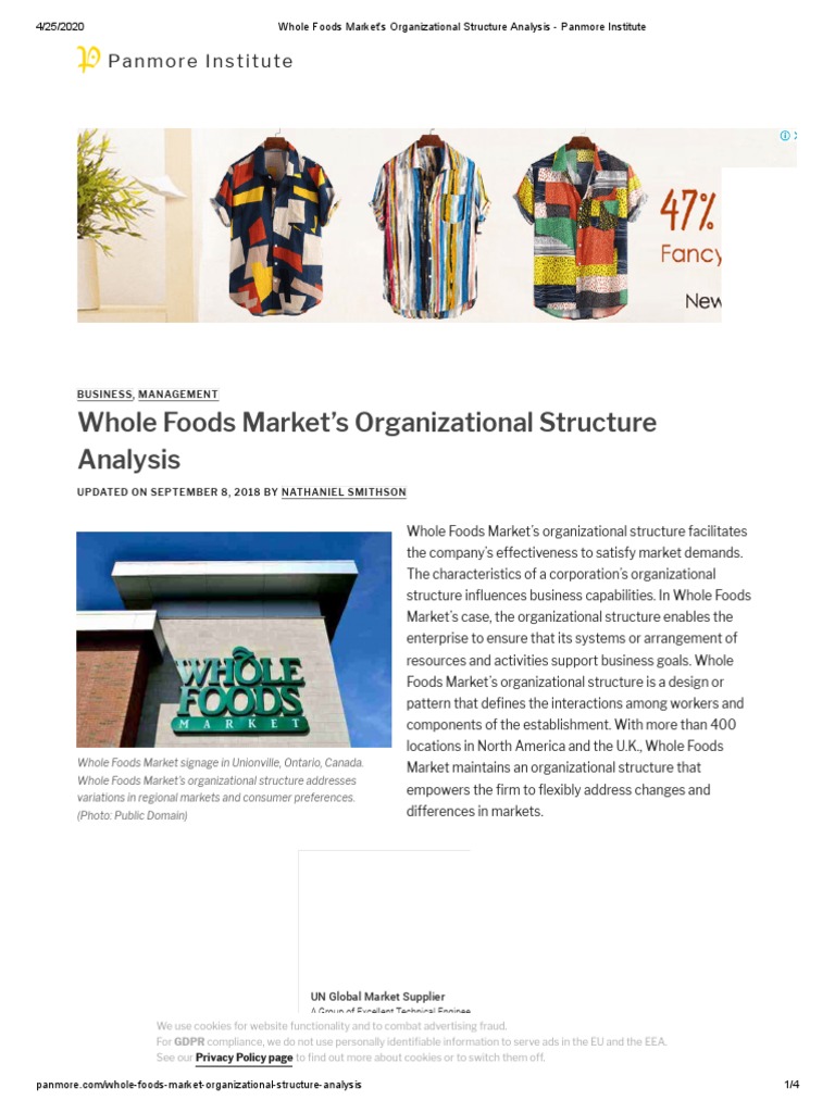 Whole Foods Market's Organizational Structure Analysis - Panmore ...