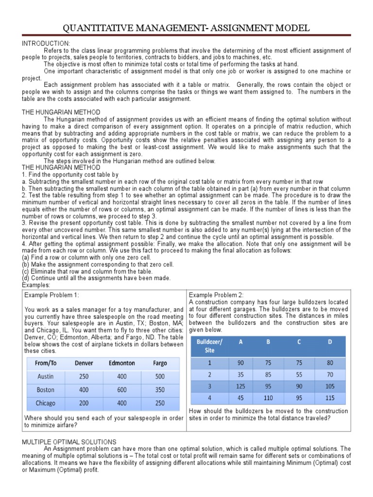 The Optimal Assignment: Applying the Hungarian Method to Minimize Costs and Maximize Profits in ...