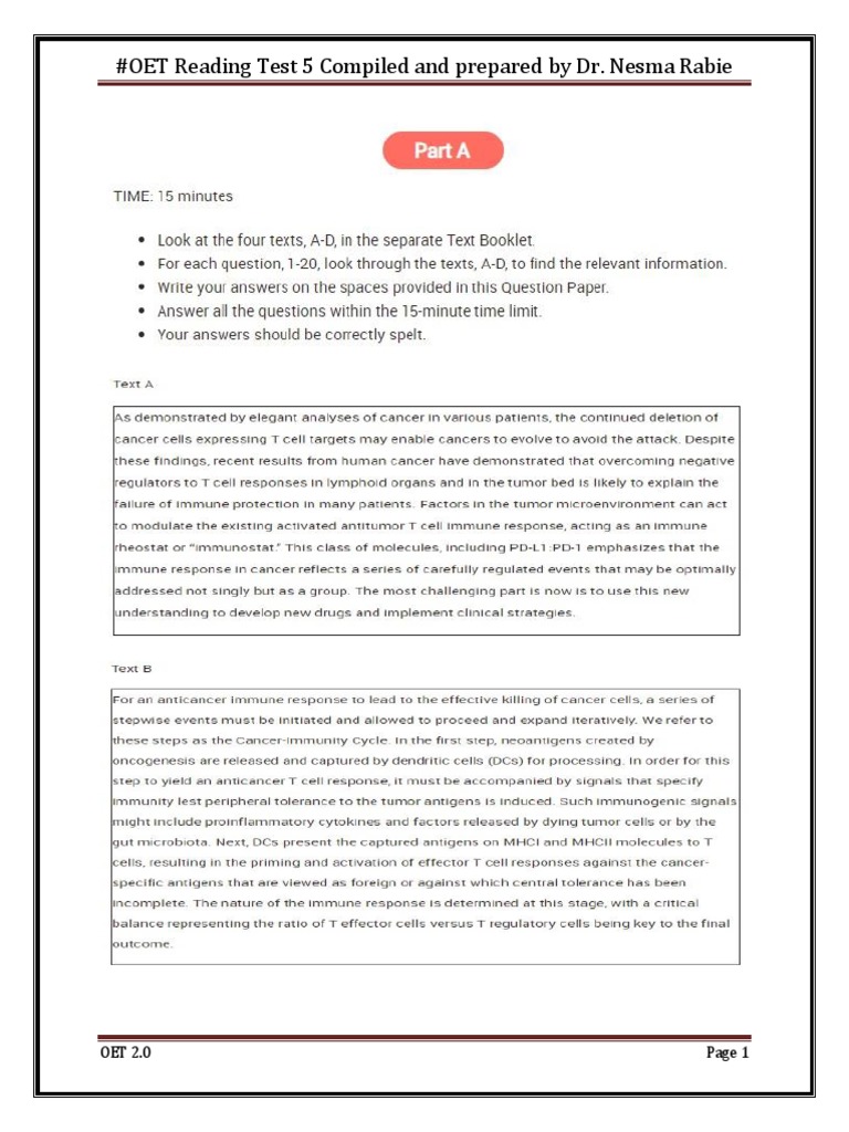 Reading Test 5 OET | PDF
