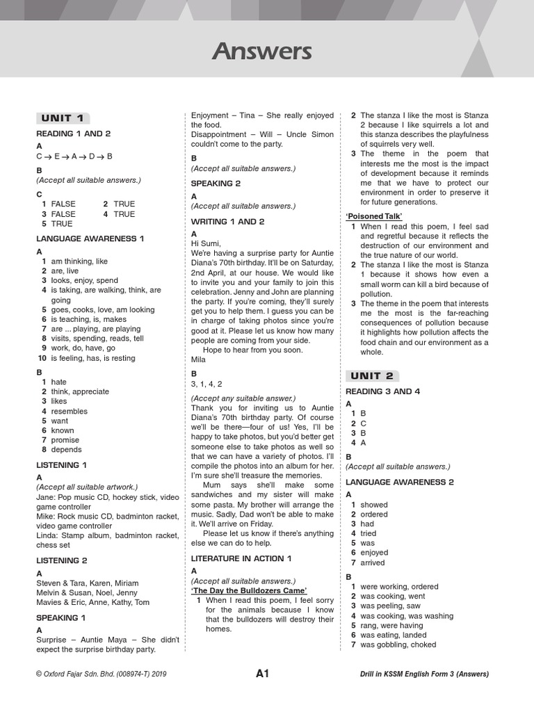 English Form 3 Answers | PDF | Moby Dick | Foods
