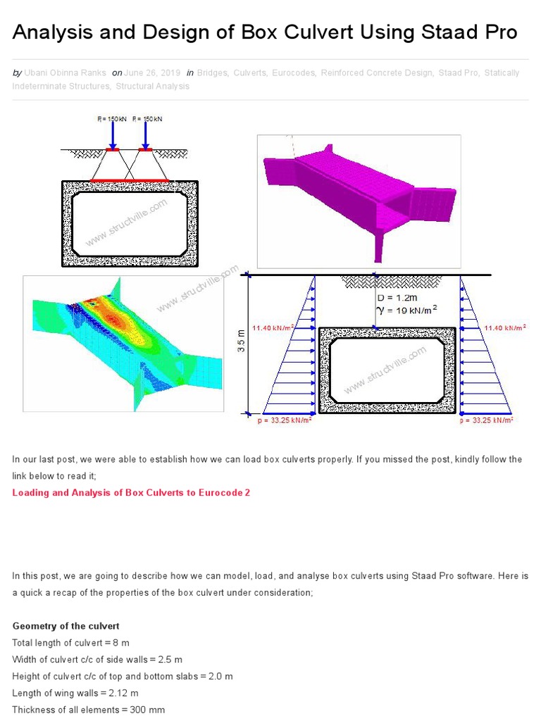 Box Culvert Design Using Staad Pro | PDF | Bending | Stress (Mechanics)
