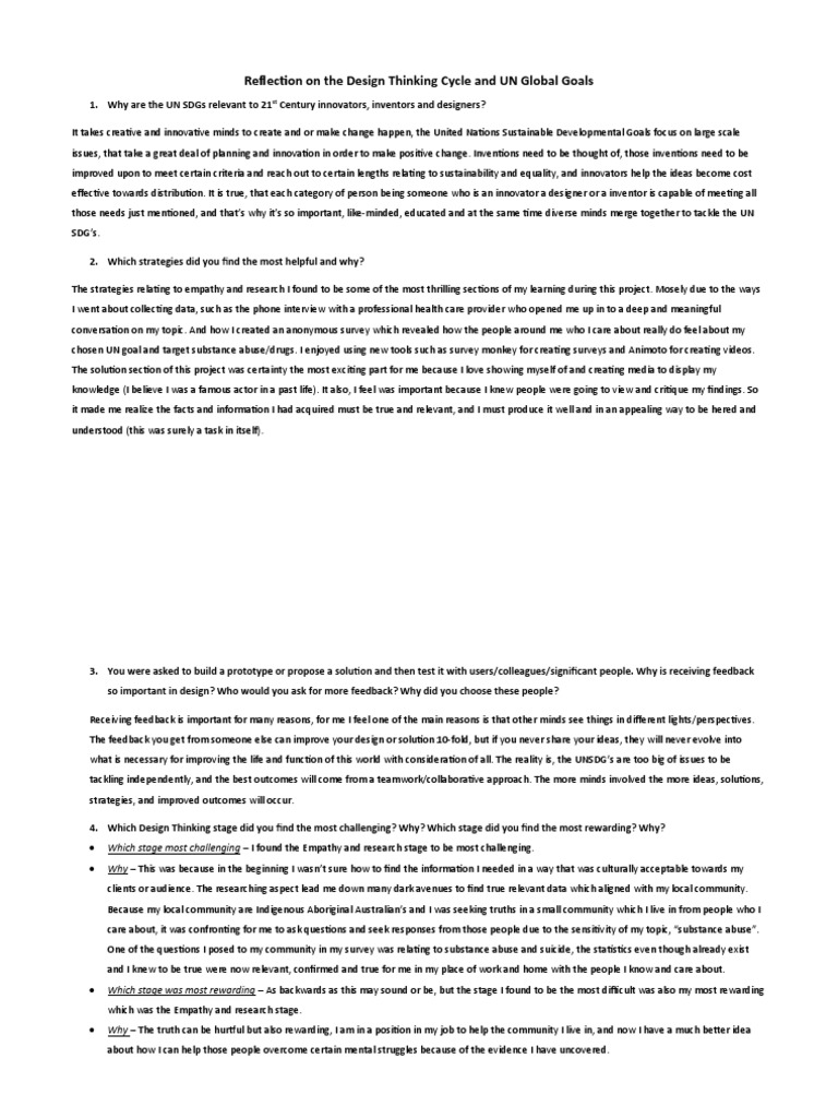 Reflection On The Design Thinking Cycle Final | PDF | Design Thinking ...