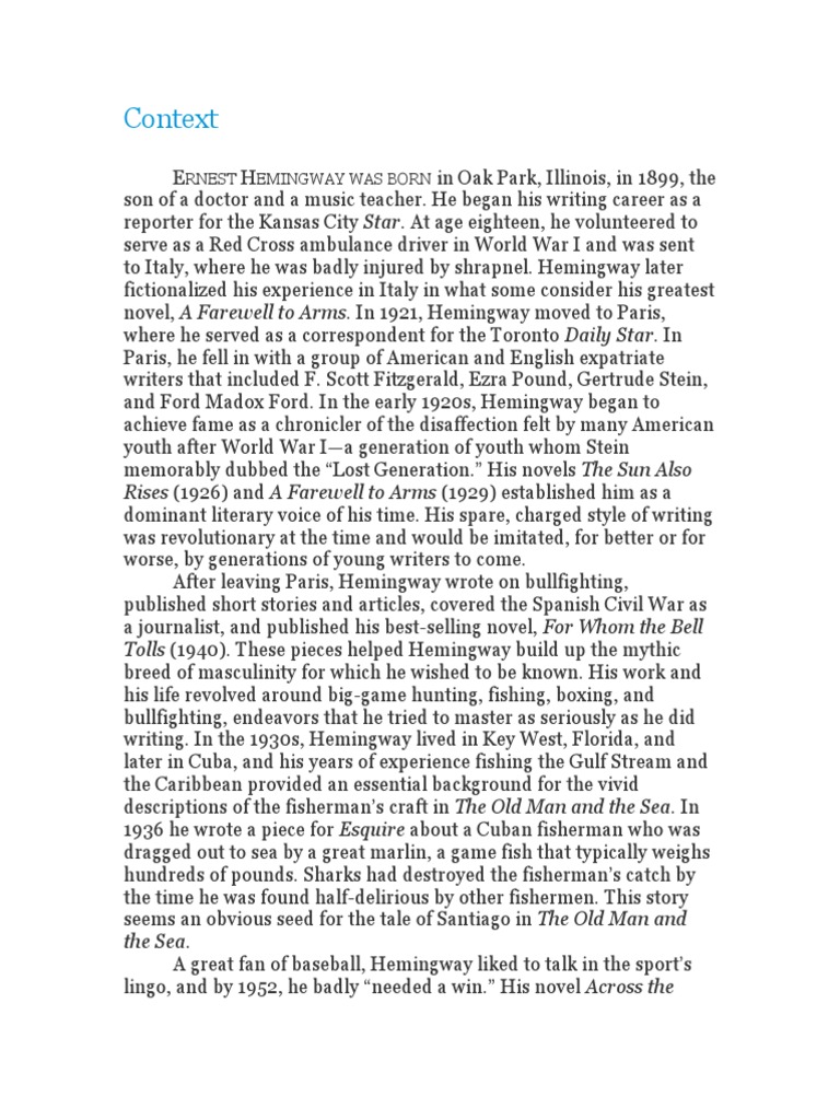 ERNEST HEMINGWAY The Oldman and The Sea | PDF