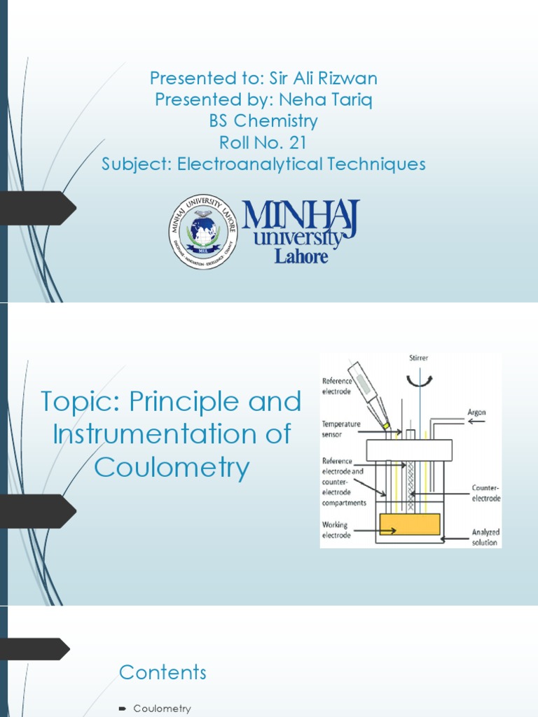 Principle and Instrumentation of Coulometry | PDF | Physical Chemistry ...