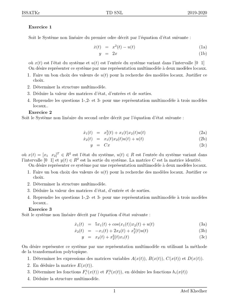 TD SNL | PDF | Matrice (Mathématiques) | Analyse mathématique