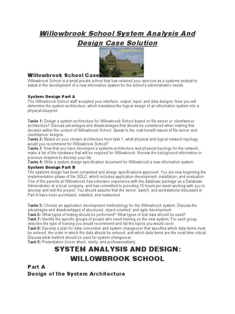 Willowbrook School System Analysis and Design Case Solution | Download ...